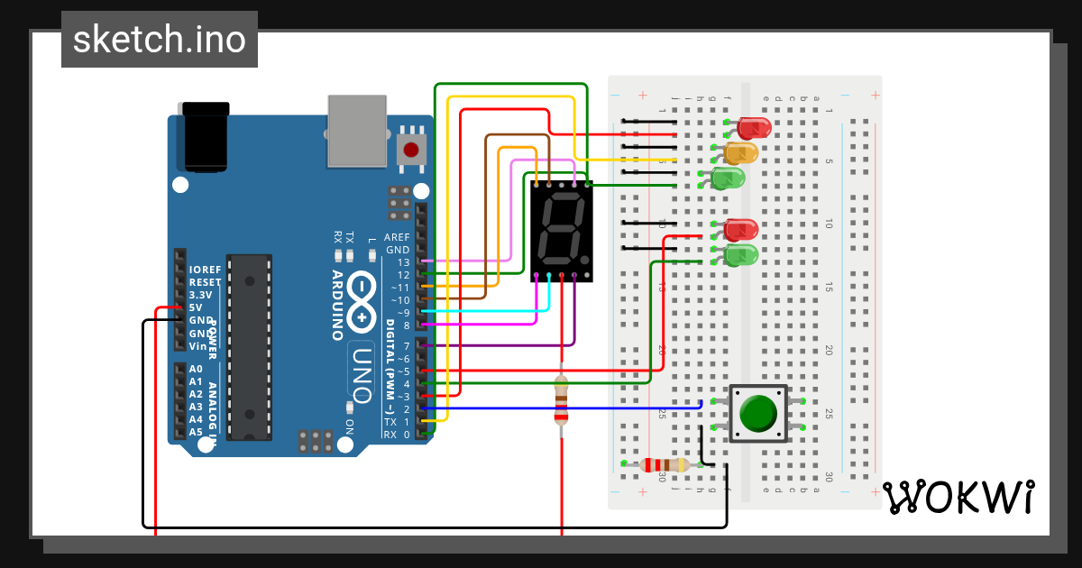 Aula 05 - SEMÁFORO 7 seg aula - Wokwi ESP32, STM32, Arduino Simulator Aula 05 - SEMÁFORO 7 seg aula - Wokwi ESP32, STM32, Arduino Simulator