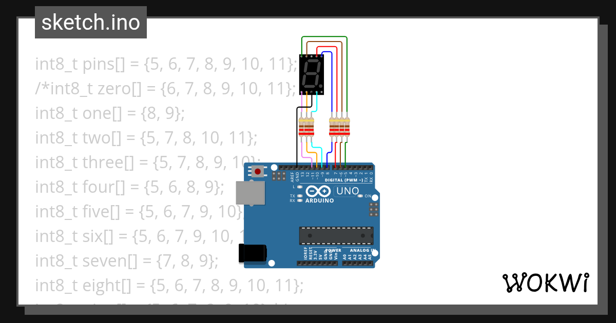 7 Segment Anzeige mehr dim. Array - Wokwi ESP32, STM32, Arduino Simulator