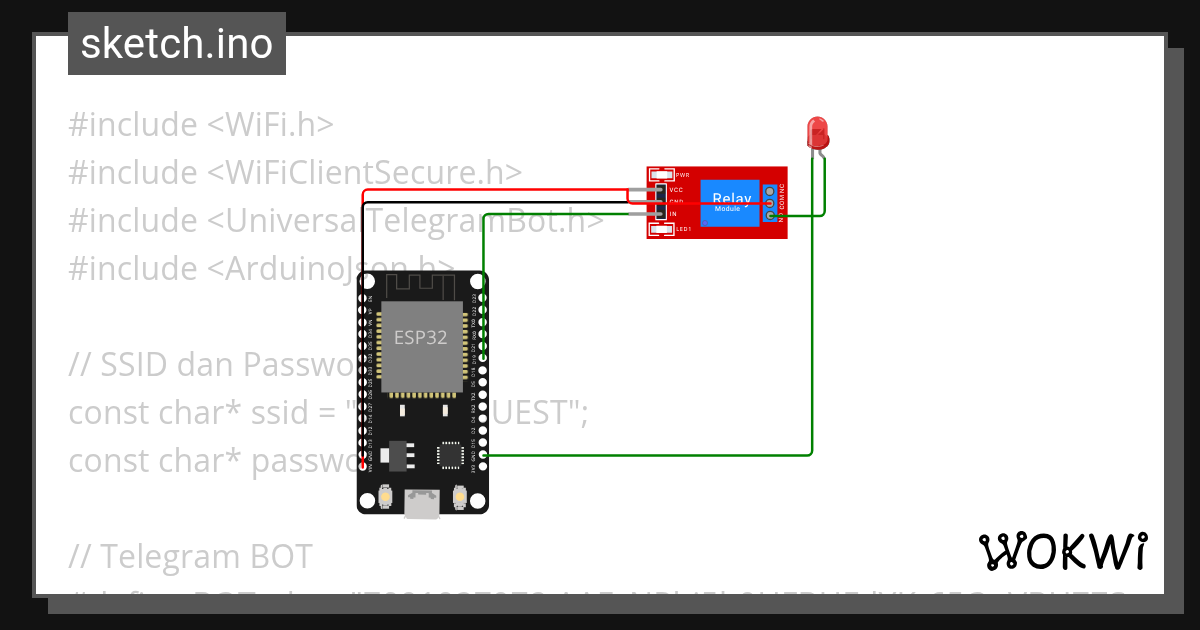 ESP32 Control Relay with Telegram Copy - Wokwi ESP32, STM32, Arduino Simulator