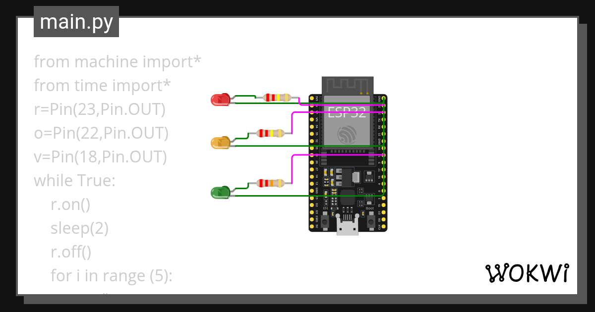 Feu Wokwi Esp32 Stm32 Arduino Simulator