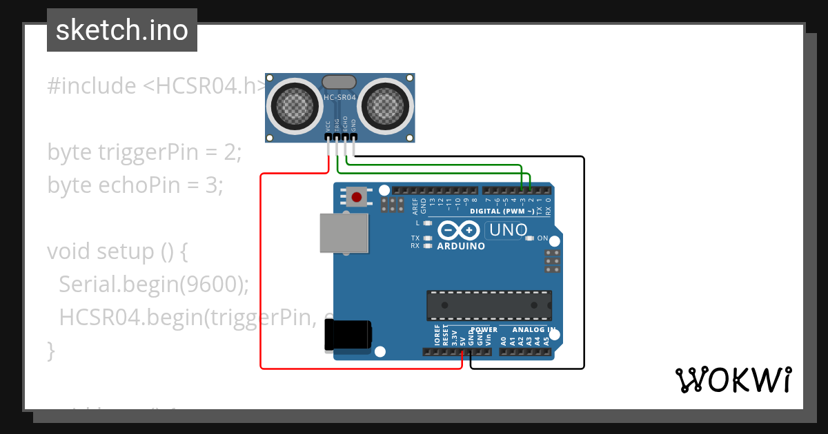 PRACTICA 9 ULTRASONIC - Wokwi ESP32, STM32, Arduino Simulator