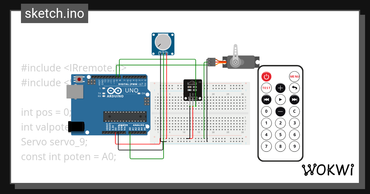 Controle Remoto Com Servo Motor Wokwi Esp32 Stm32 Arduino Simulator 7719
