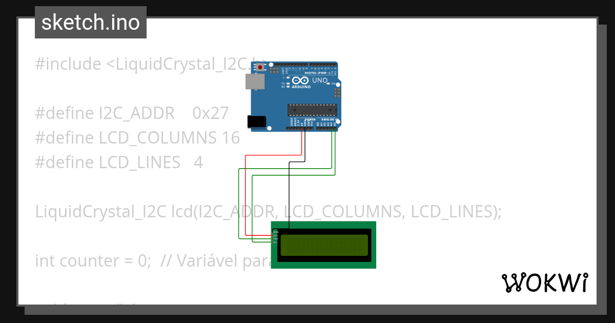 arduino lcd i2c - Wokwi ESP32, STM32, Arduino Simulator arduino lcd i2c - Wokwi ESP32, STM32, Arduino Simulator