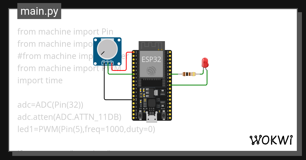 ADC_PWM_LED - Wokwi ESP32, STM32, Arduino Simulator