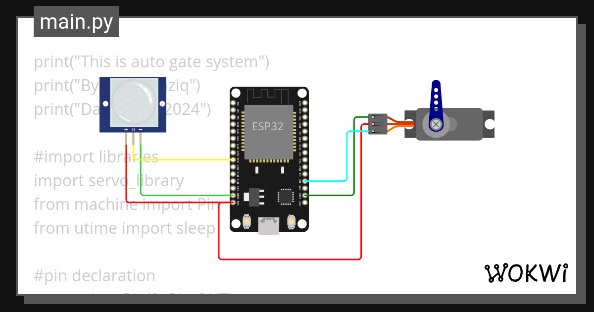 Servomotor Pir Wokwi Esp32 Stm32 Arduino Simulator 