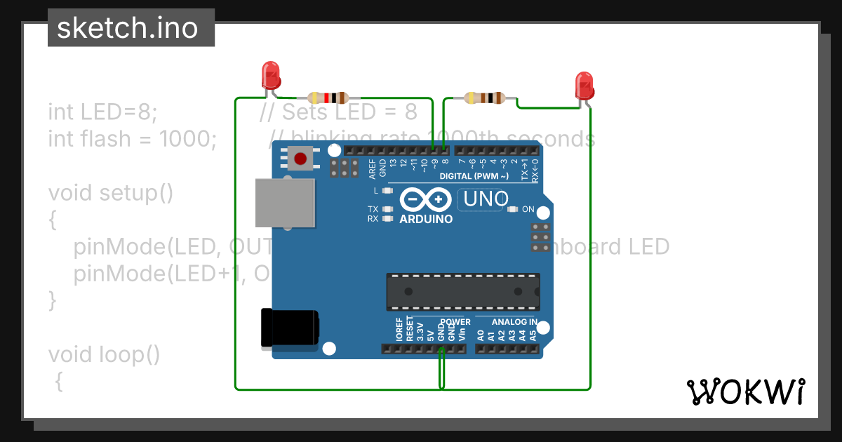 6 Two LEDs Blink Alternative Wokwi ESP32 STM32 Arduino Simulator