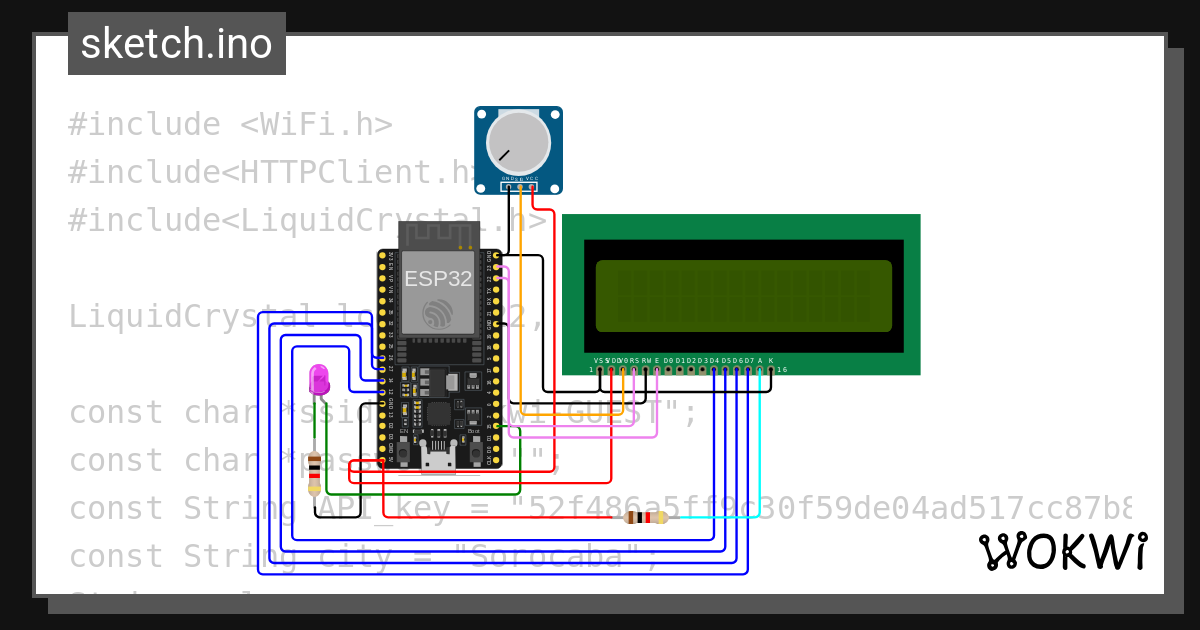 Lcd Api Weather Umidade E Temp Wokwi Esp32 Stm32 Arduino Simulator