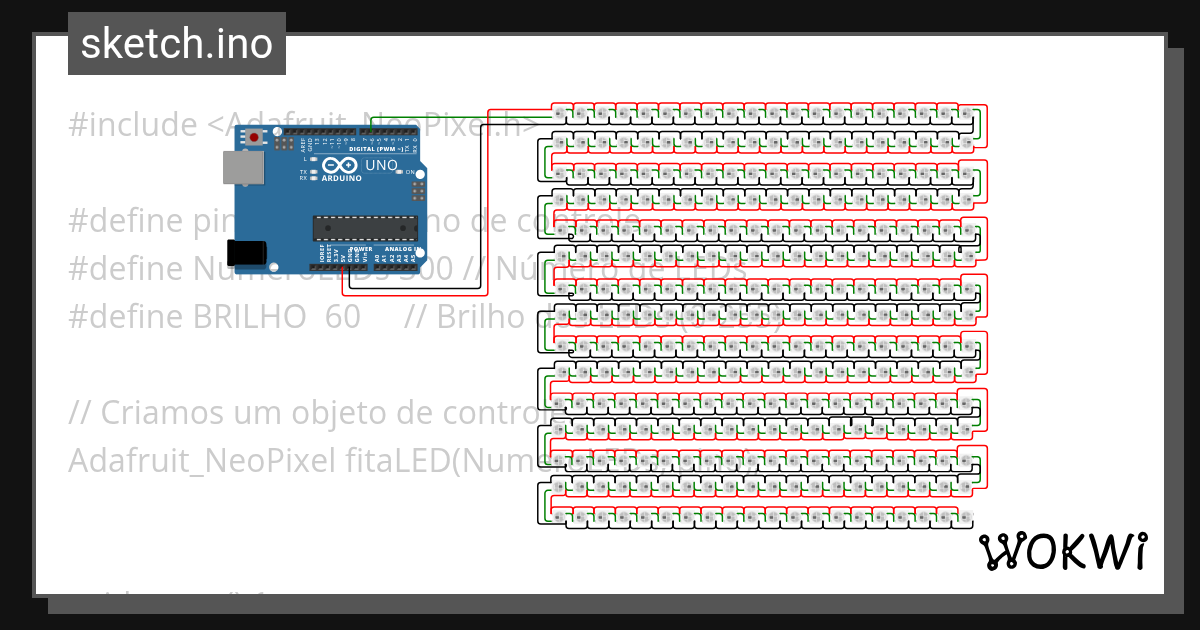 Fita de LEDs (300 LEDs) - Wokwi ESP32, STM32, Arduino Simulator