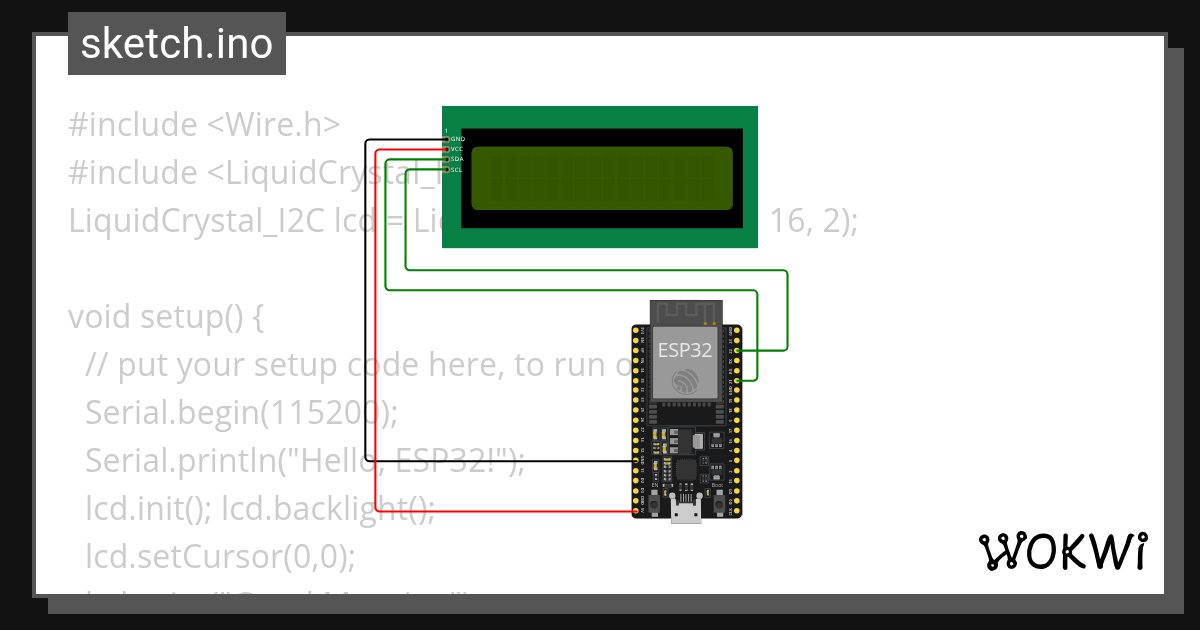I2C LCD - Wokwi ESP32, STM32, Arduino Simulator