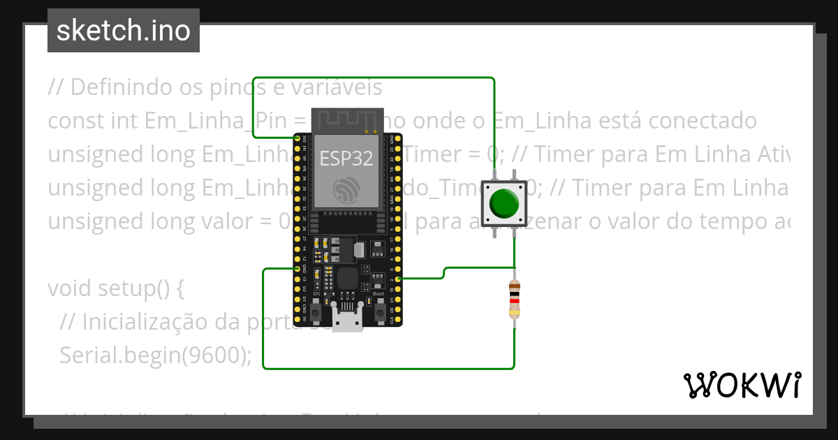 variavel que irá armazenar valor do tempo - Wokwi ESP32, STM32, Arduino Simulator