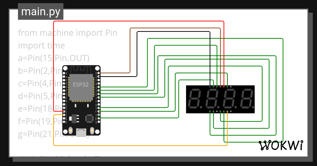 四位数码管 Wokwi Esp32 Stm32 Arduino Simulator 1623