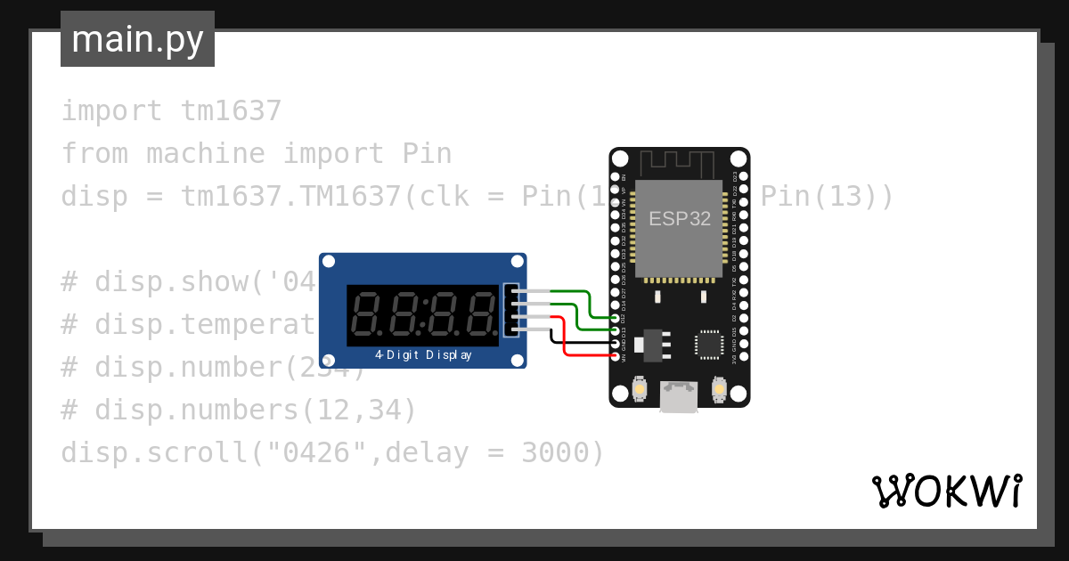 滚动显示日期 Wokwi Esp32 Stm32 Arduino Simulator 3559
