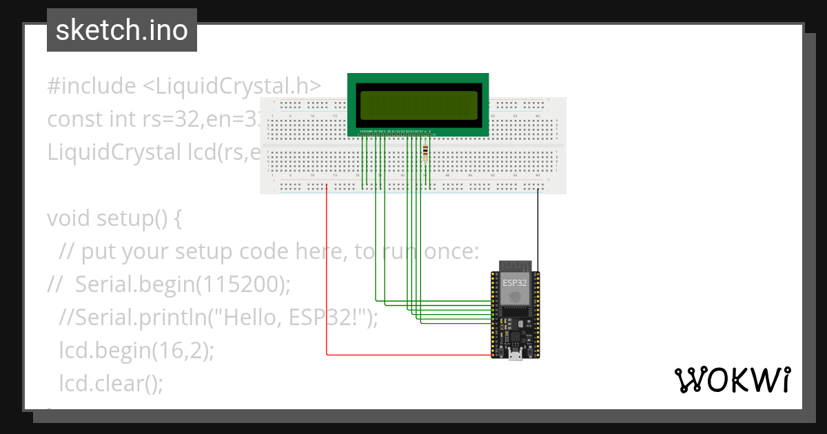 LCD1602显示-罗腾飞 - Wokwi ESP32, STM32, Arduino Simulator
