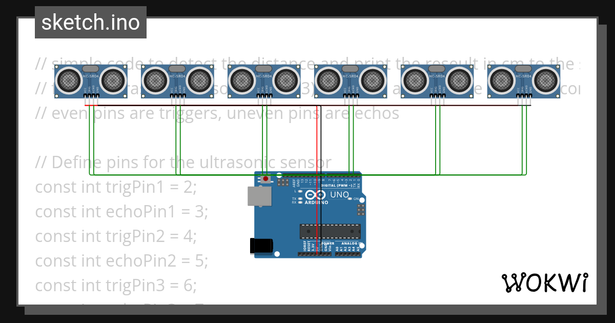 6 distance - Wokwi ESP32, STM32, Arduino Simulator