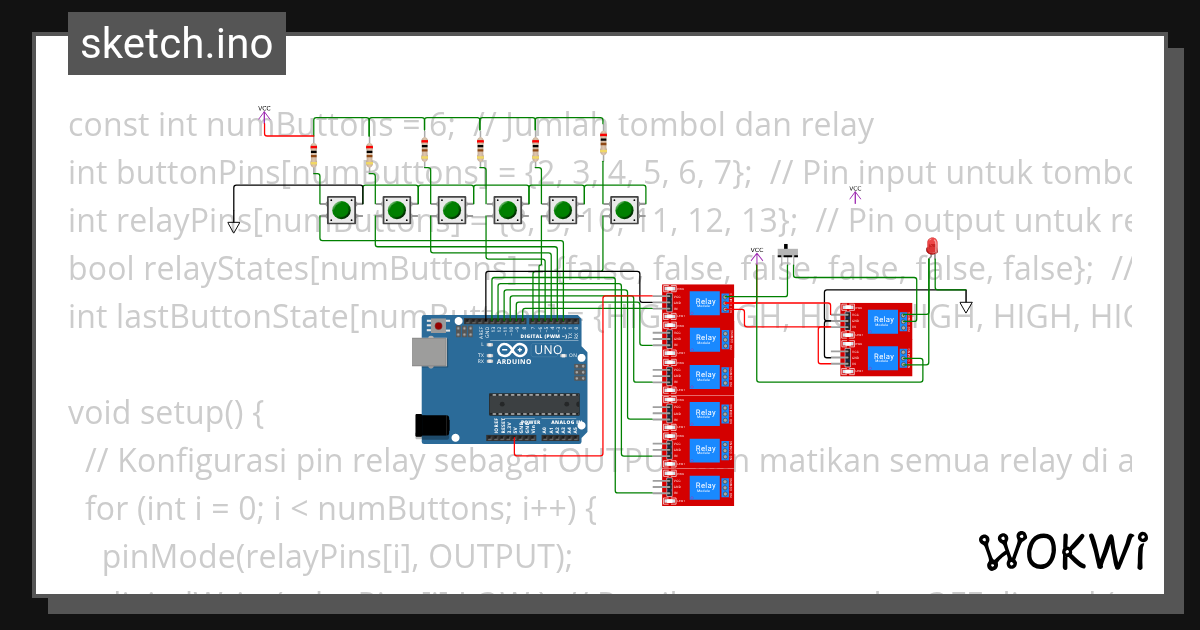 UNO PENGENDALI GRUPING - Wokwi ESP32, STM32, Arduino Simulator