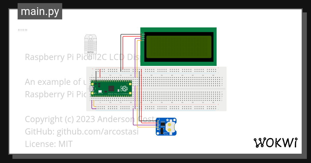I2C LCD Display Copy - Wokwi ESP32, STM32, Arduino Simulator