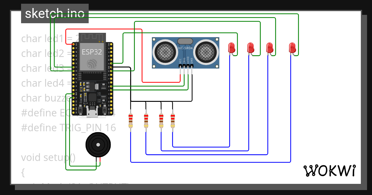 Sensor Jarak Wokwi Esp32 Stm32 Arduino Simulator 