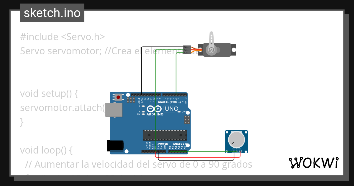 Servo con velocidad progresiva - Wokwi ESP32, STM32, Arduino Simulator