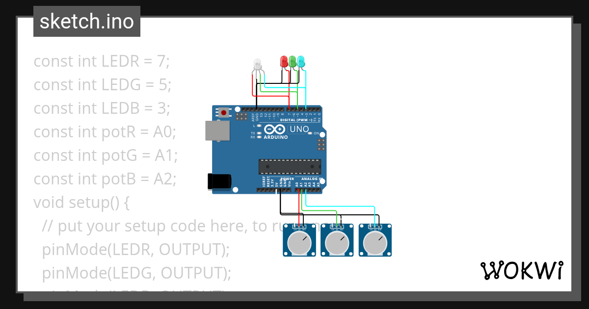 Arduino potentiometer control LED - Wokwi ESP32, STM32, Arduino Simulator