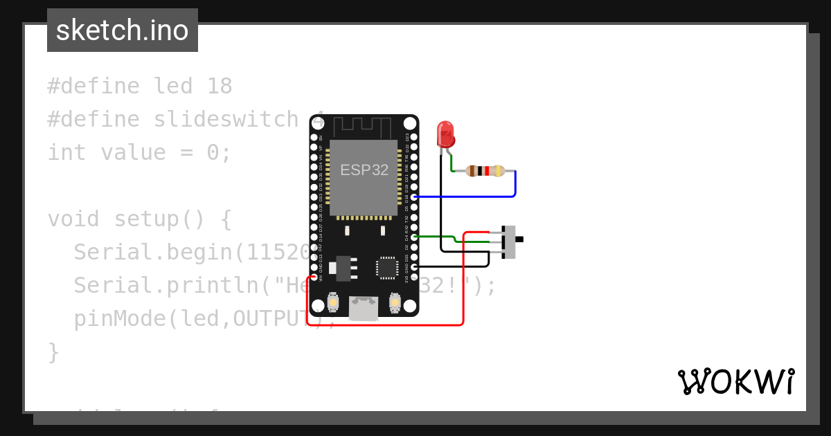 Slide Switch - test exp 3 - Wokwi ESP32, STM32, Arduino Simulator Slide Switch - test exp 3 - Wokwi ESP32, STM32, Arduino Simulator