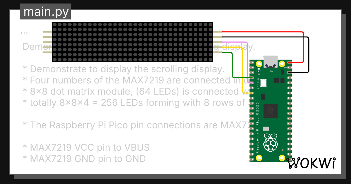 RASPBERRY PI PICO AND MAX7219 -- 8x8 DOT MATRIX SCROLLING DISPLAY ...