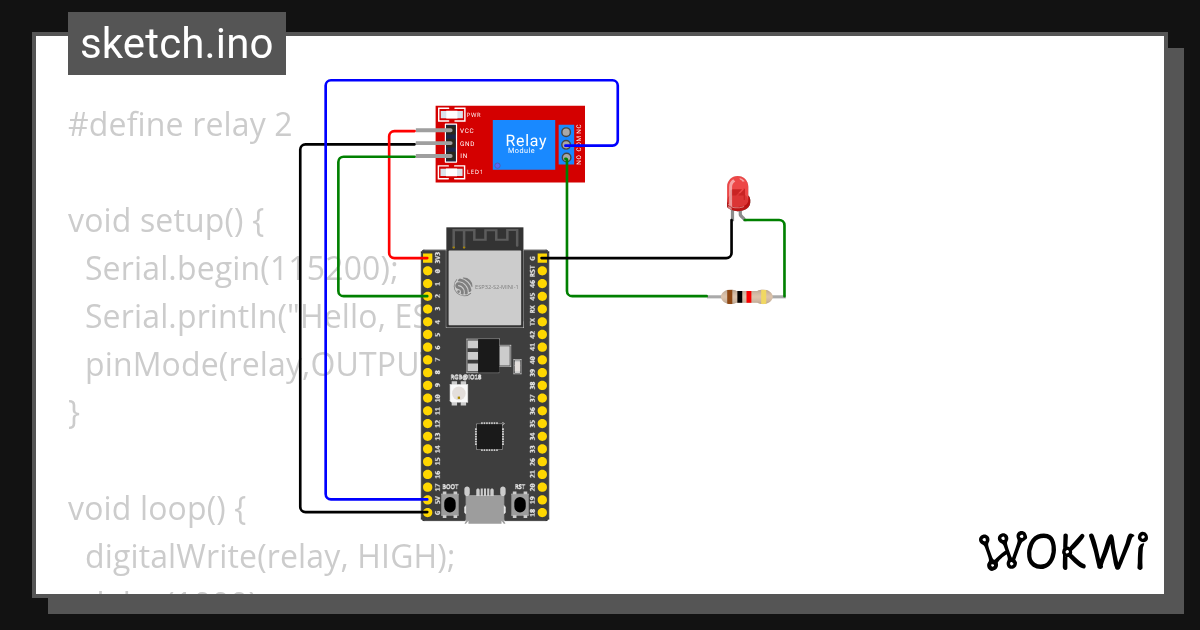 Relay - Wokwi ESP32, STM32, Arduino Simulator