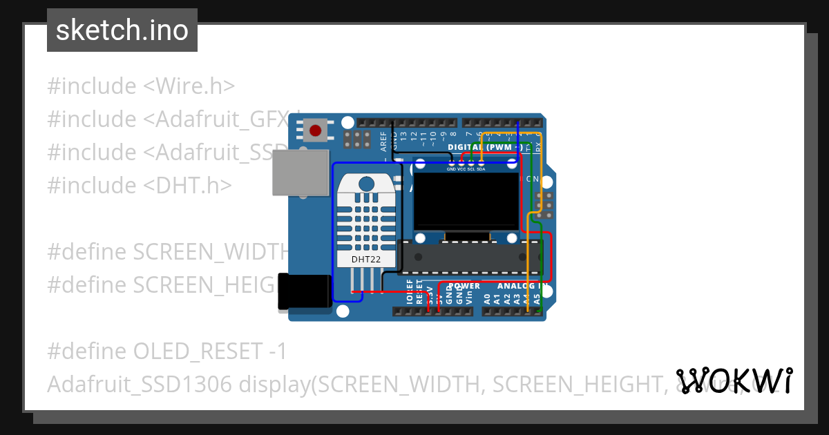 Weather Sensor Ssd1306 Display Wokwi Esp32 Stm32 Arduino Simulator 
