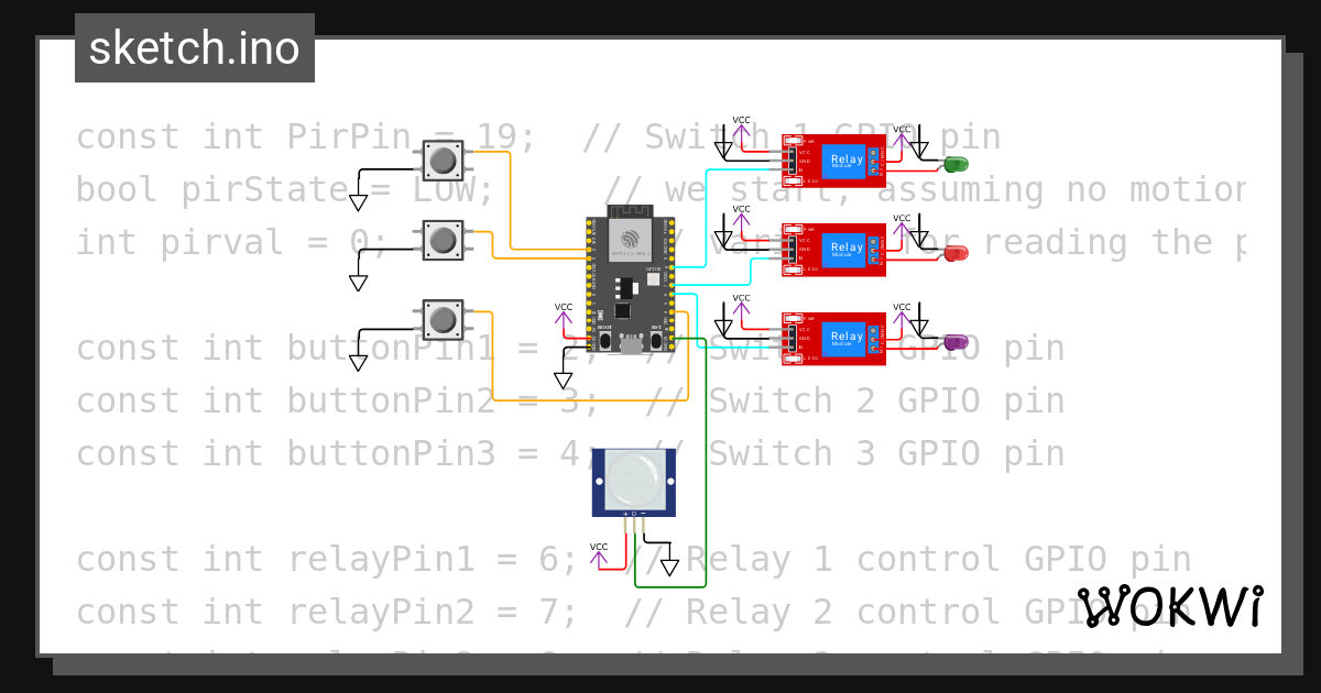 Control Multiple Relays Using Push Buttons Copy Wokwi Esp32 Stm32 Arduino Simulator