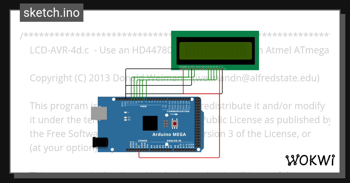 LCD - baixo nível - Wokwi ESP32, STM32, Arduino Simulator