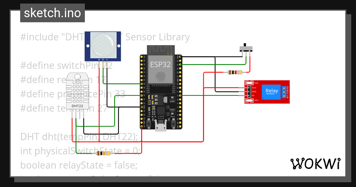 smart light switch - Wokwi ESP32, STM32, Arduino Simulator