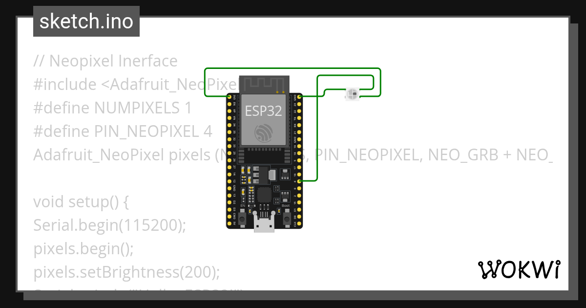 Neo Pixel LED - Wokwi ESP32, STM32, Arduino Simulator