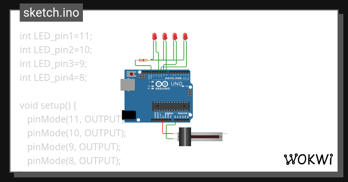 arduino-uno-LED with slide potentiometer Copy (2) - Wokwi ESP32, STM32, Arduino Simulator