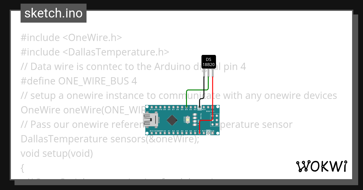 DS18B20 - Wokwi ESP32, STM32, Arduino Simulator