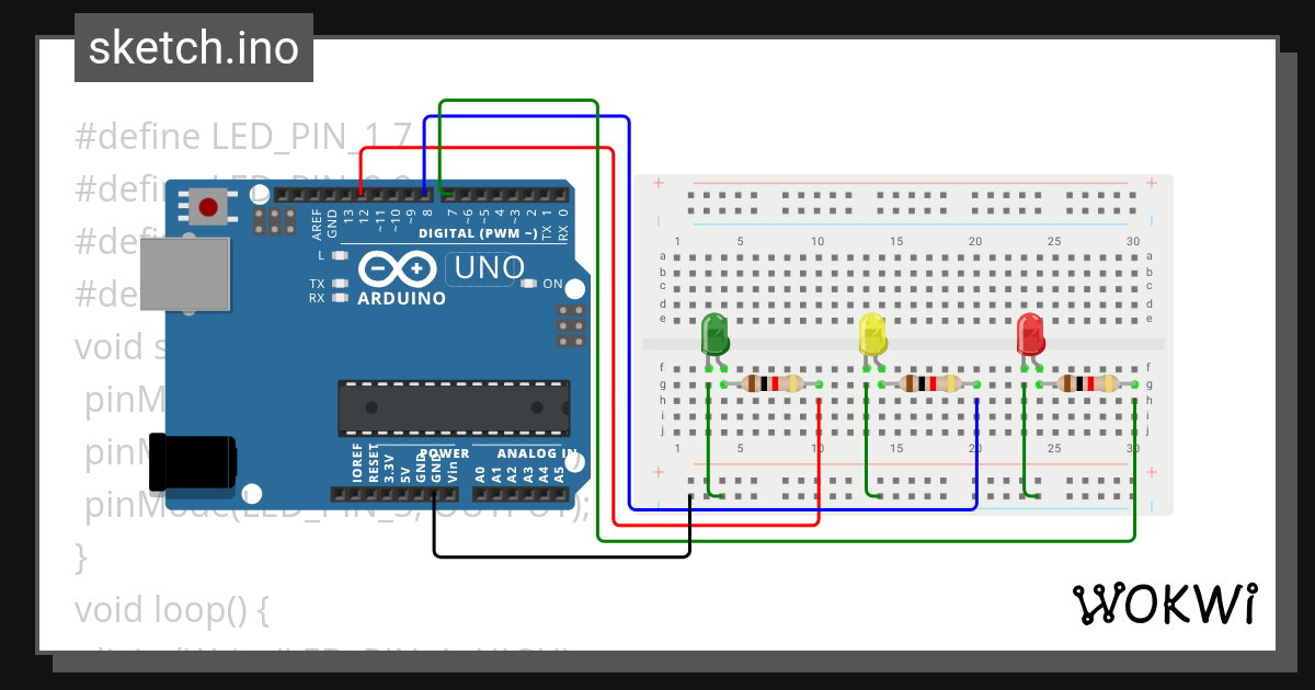 Rangkaian Traffic Light - Wokwi ESP32, STM32, Arduino Simulator