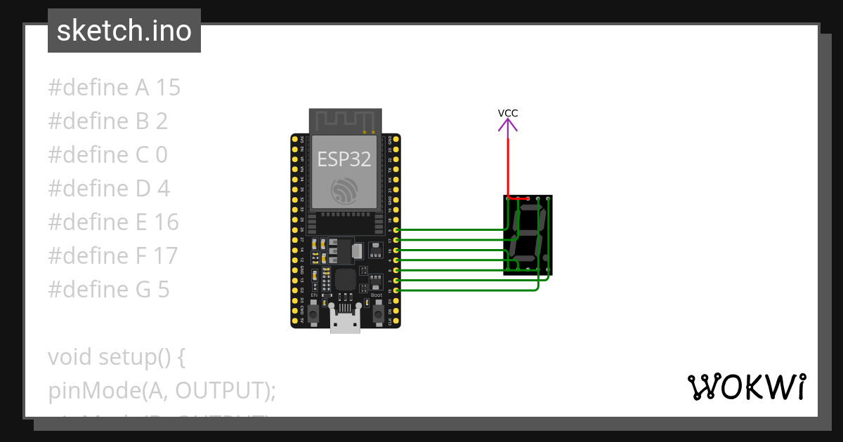 7 segment - Wokwi ESP32, STM32, Arduino Simulator