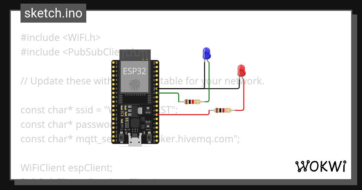 subscribe mqtt - Wokwi ESP32, STM32, Arduino Simulator