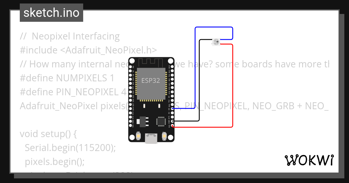 neopixel interfacing - Wokwi ESP32, STM32, Arduino Simulator