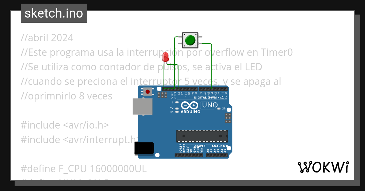 Timer/Counter 0, contador video Copy - Wokwi ESP32, STM32, Arduino Simulator