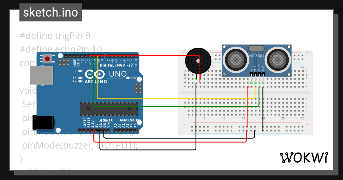 Sensor Ultrasonic (Percobaan 2) - Wokwi ESP32, STM32, Arduino Simulator