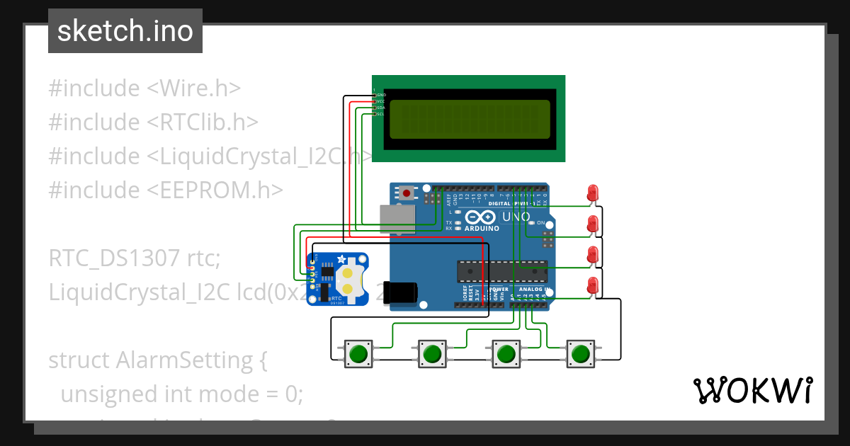 Timer Relay 4 channel 16x2 new - Wokwi ESP32, STM32, Arduino Simulator