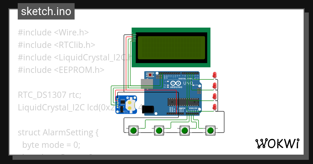 Timer Relay 4 Channel 20x4 new - Wokwi ESP32, STM32, Arduino Simulator