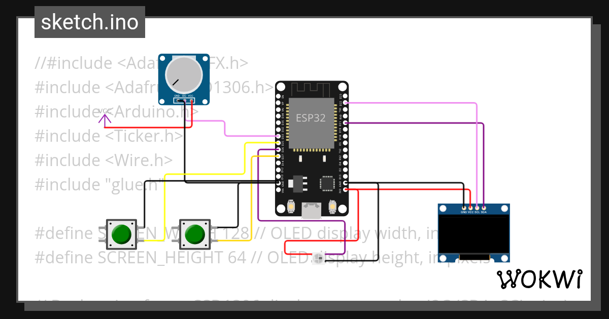 ESP32-OLED Tiro - Wokwi ESP32, STM32, Arduino Simulator