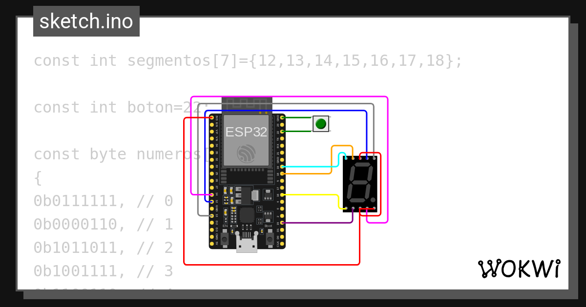 7 Segmentos Wokwi Esp32 Stm32 Arduino Simulator