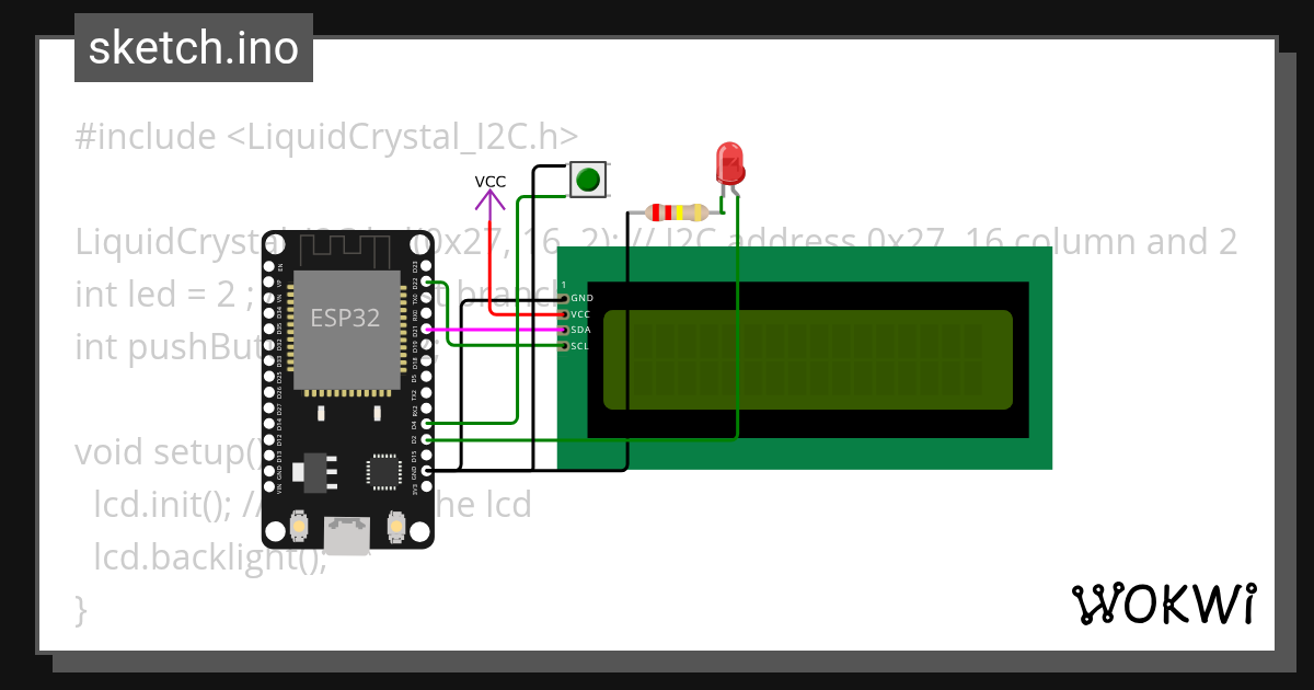 ESP32 LCD I2C Mode Copy - Wokwi ESP32, STM32, Arduino Simulator