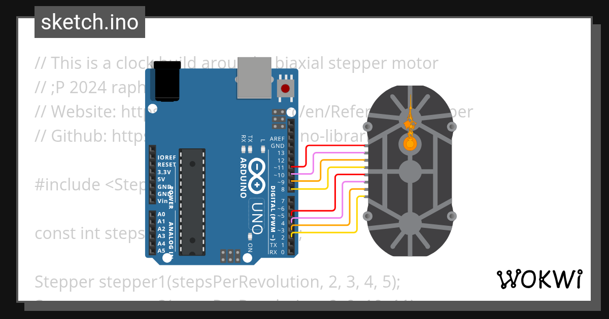 Direct Driven Biaxial Clock Wokwi Esp32 Stm32 Arduino Simulator 5464