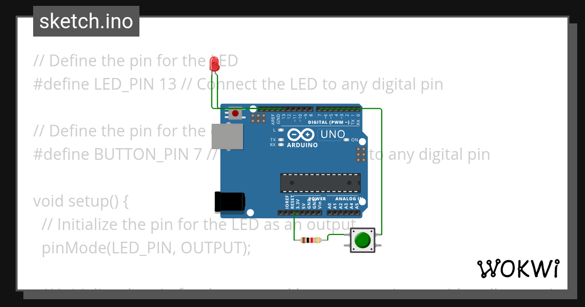 One led and button - Wokwi ESP32, STM32, Arduino Simulator