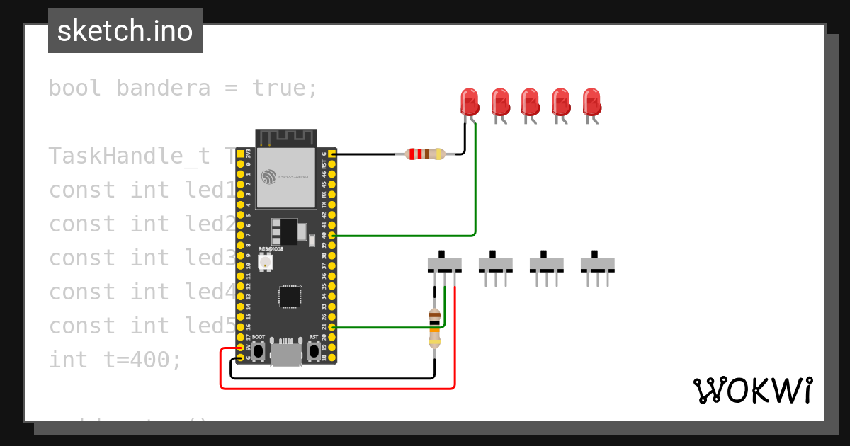 5 Led 4 Sw 2 Nucleos Wokwi Esp32 Stm32 Arduino Simulator 