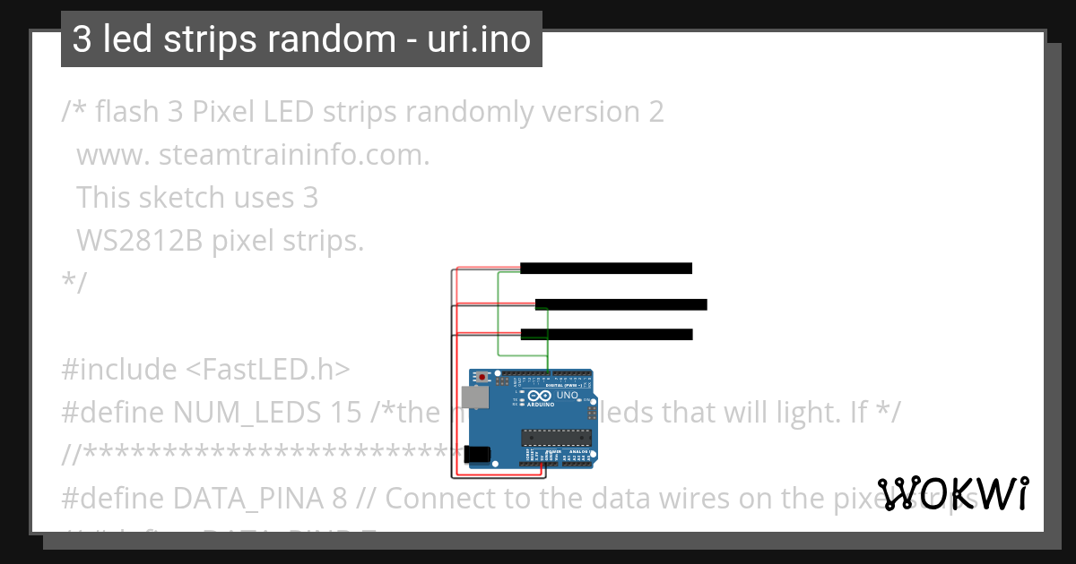 3 led strips 1 pin blink - Wokwi ESP32, STM32, Arduino Simulator
