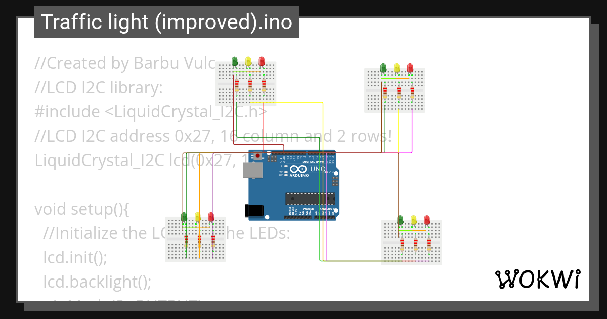 Traffic light with Arduino Uno Copy - Wokwi ESP32, STM32, Arduino Simulator