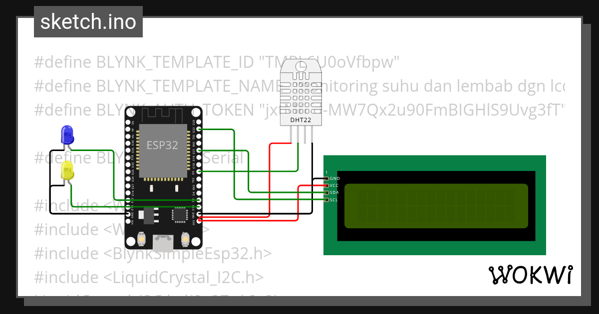 SUHU ESP32 Monitoring LED - Wokwi ESP32, STM32, Arduino Simulator